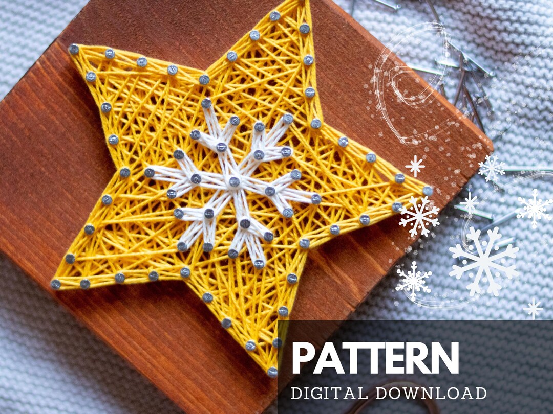 Star and Snowflake String Art Pattern Printable - Star String Art Nail ...