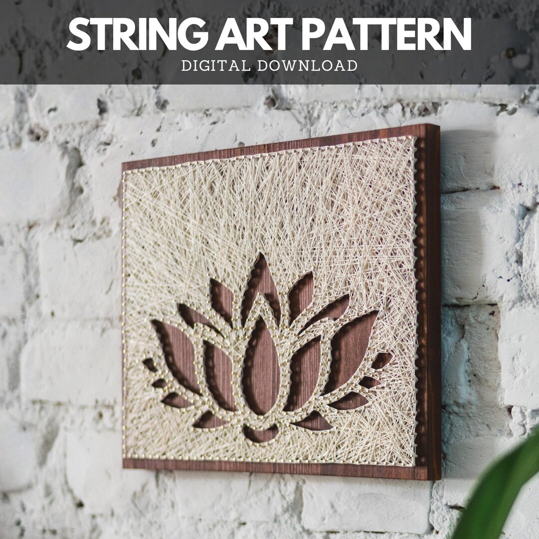 String Art Pattern - Lotus Flower Silhouette Template - Etsy