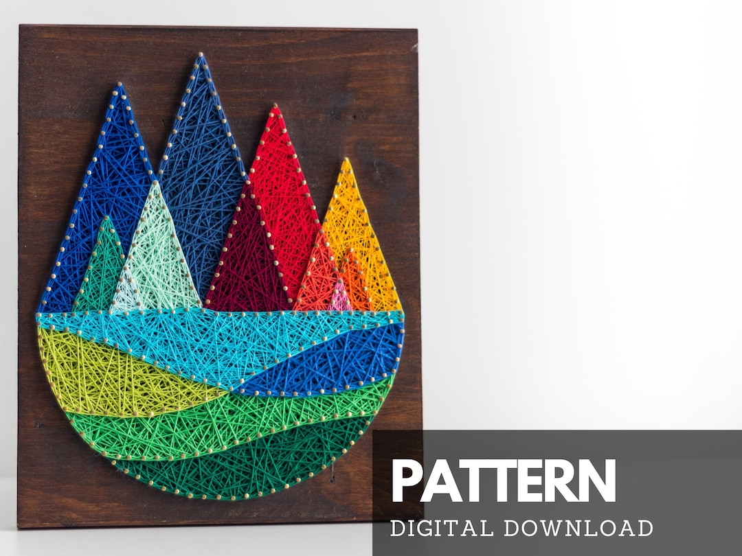 Colorful Mountains String Art Pattern Printable Geometric Mountains DIY ...