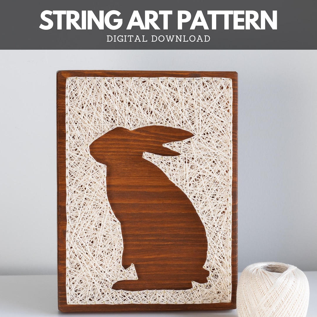 Bunny String Art Pattern – Printable DIY Template for Easter or Spring ...
