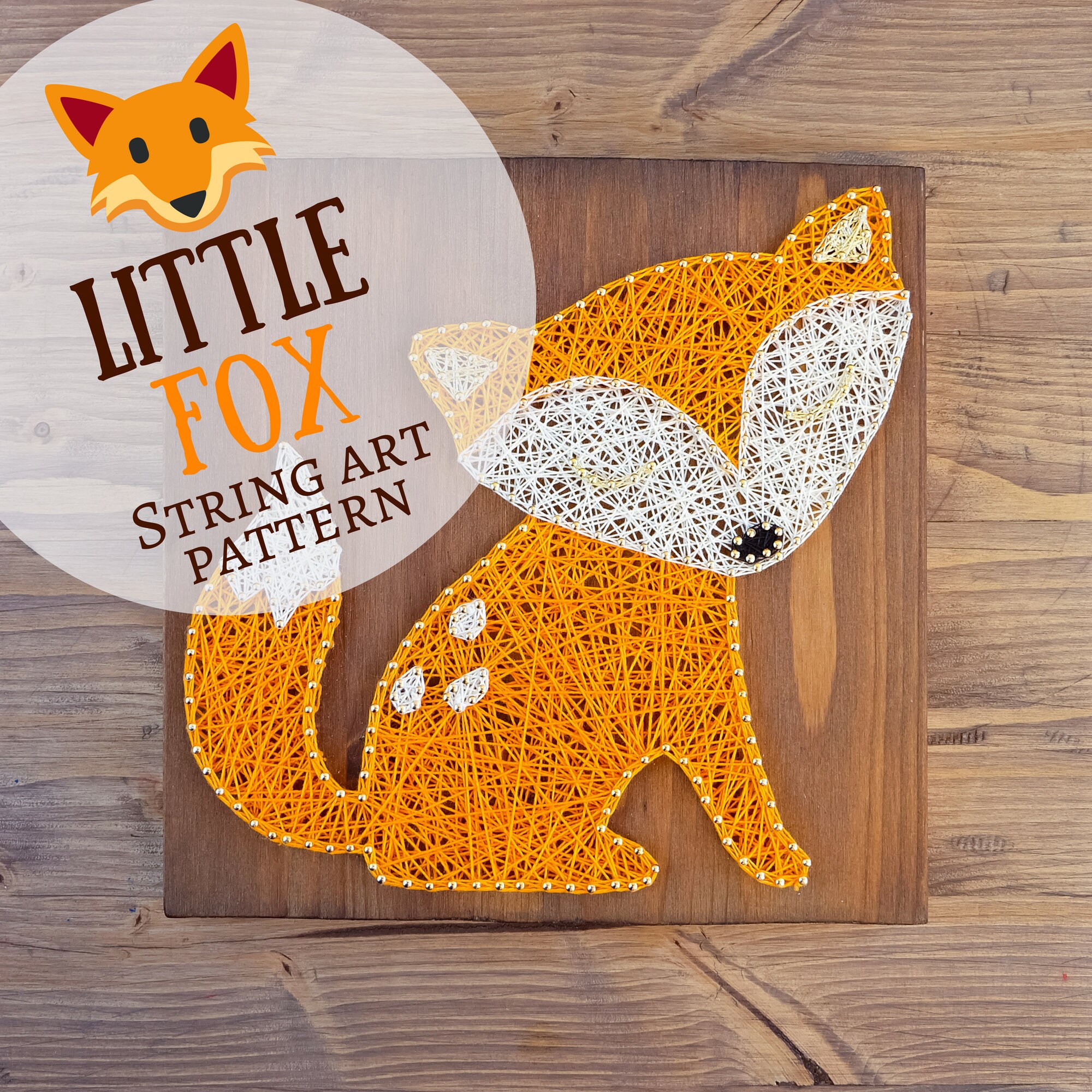 String art pattern printable little fox decor DIY template | Etsy
