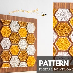 Honeycomb String Art Pattern Printable - Bee Honeycomb DIY String Art Pattern With Simple ...