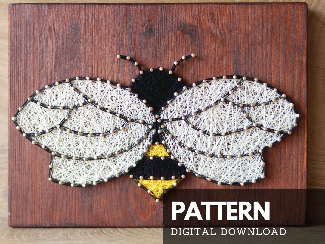 Bee String Art Pattern Printable - Bee DIY String Art Pattern With Instructions. Great Insect ...