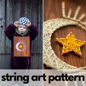 Sun, Moon, Star String Art Pattern With Instructions, Tutorial, Simple ...