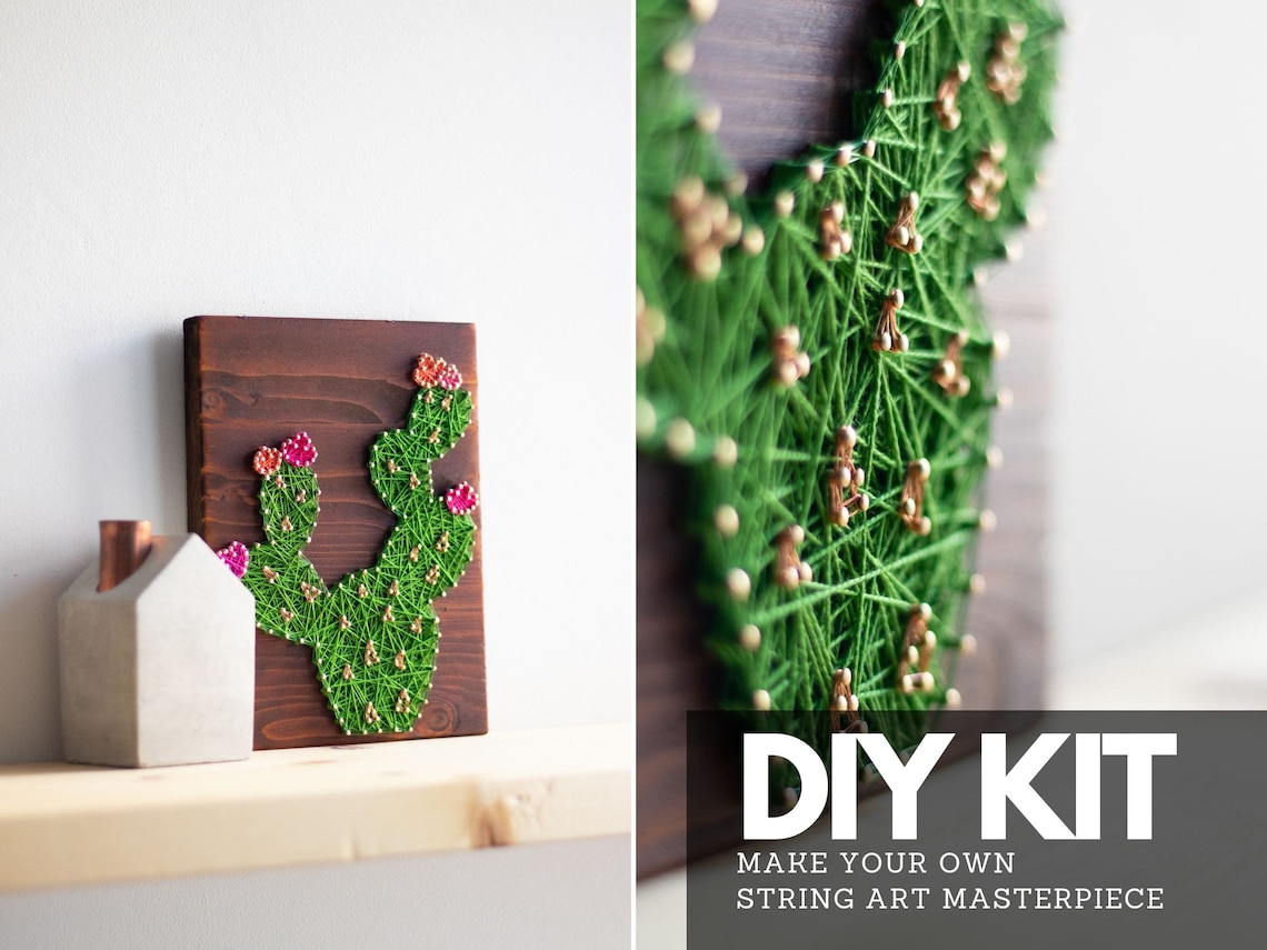 Cactus String Art DIY Kit for Adults and Kids With Cactus and - Etsy