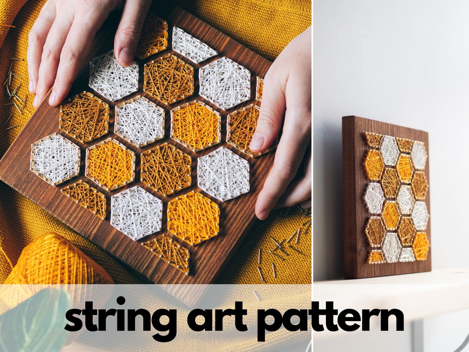 Honeycomb String Art Pattern Printable Bee Honeycomb DIY - Etsy