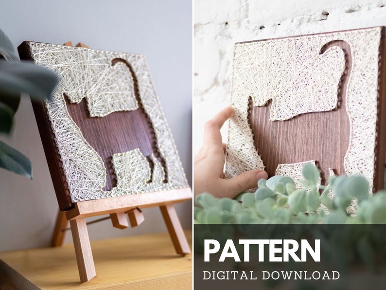 String Art Pattern - Cat Silhouette Template - Etsy