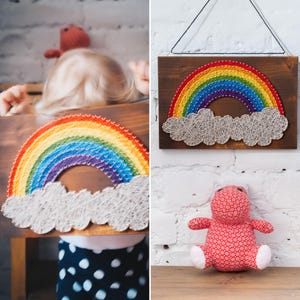 Rainbow String Art Pattern Printable - Rainbow DIY String Art Template ...
