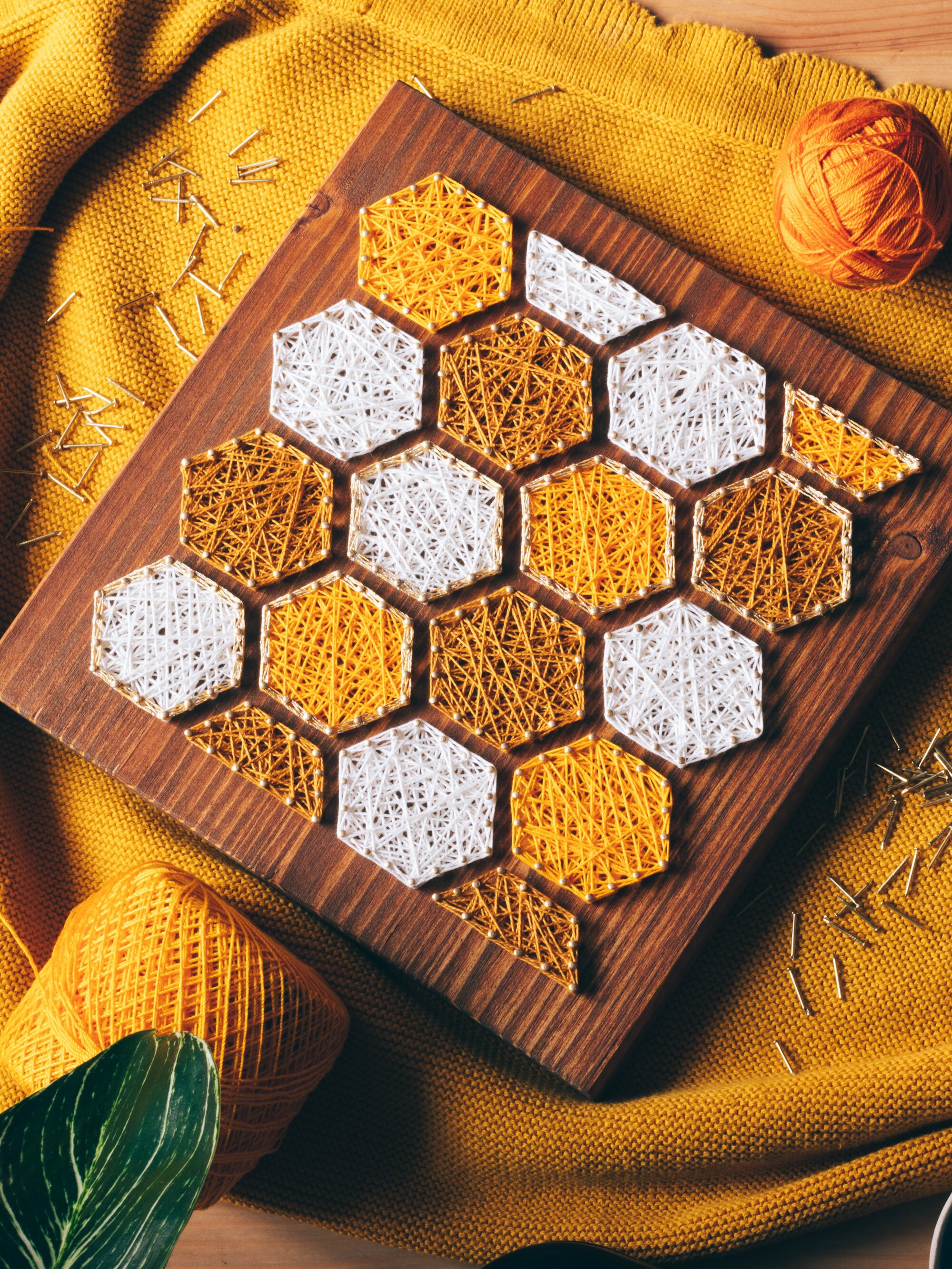 Honeycomb Bee String Art Wall Decor. Modern Minimalist | Etsy