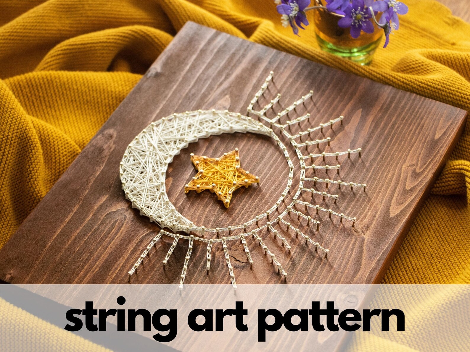 Sun Moon Star String Art Pattern With Instructions - Etsy