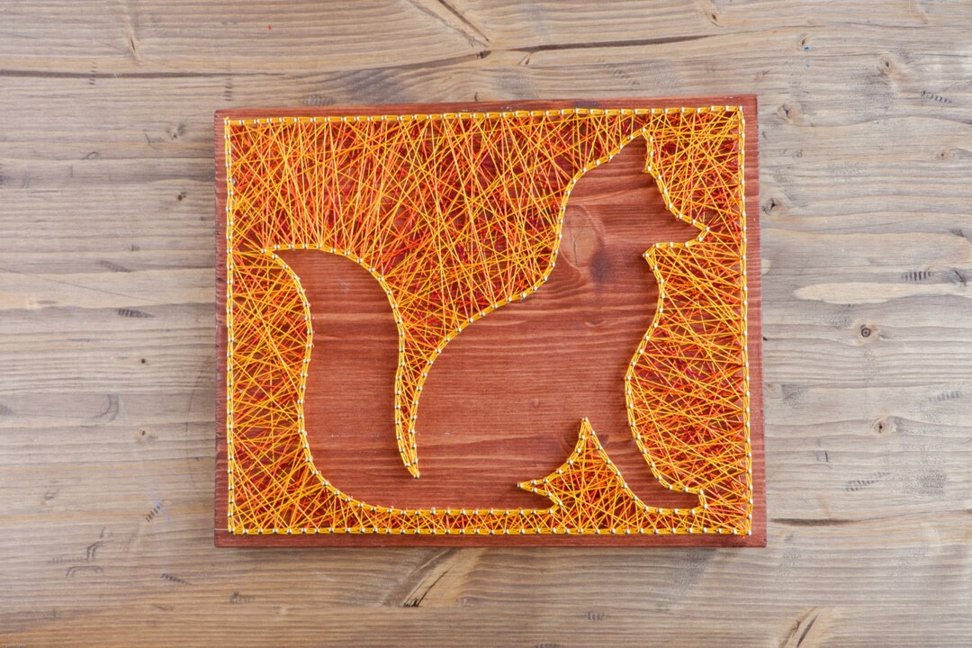 Fox String Art Wall Decor Fox String Art Made on Reclaimed - Etsy