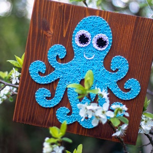Octopus String Art Decor Smiling Octopus Nautical Wall - Etsy