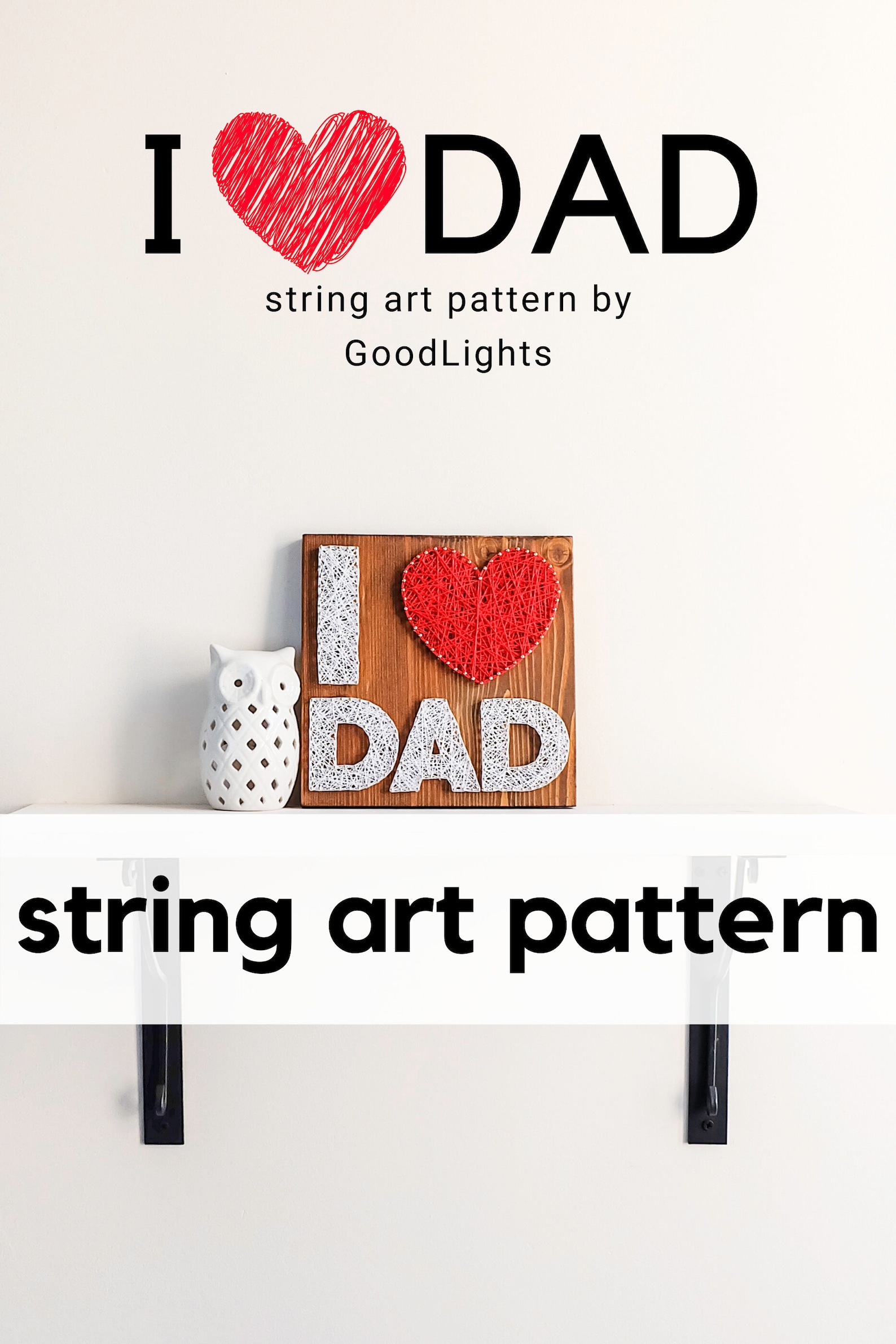String Art Pattern - Fathers Day I Love Dad Template - Etsy
