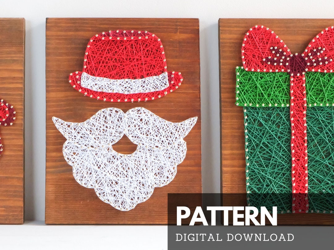 Santa Claus String Art Pattern: Christmas DIY Template (digital ...