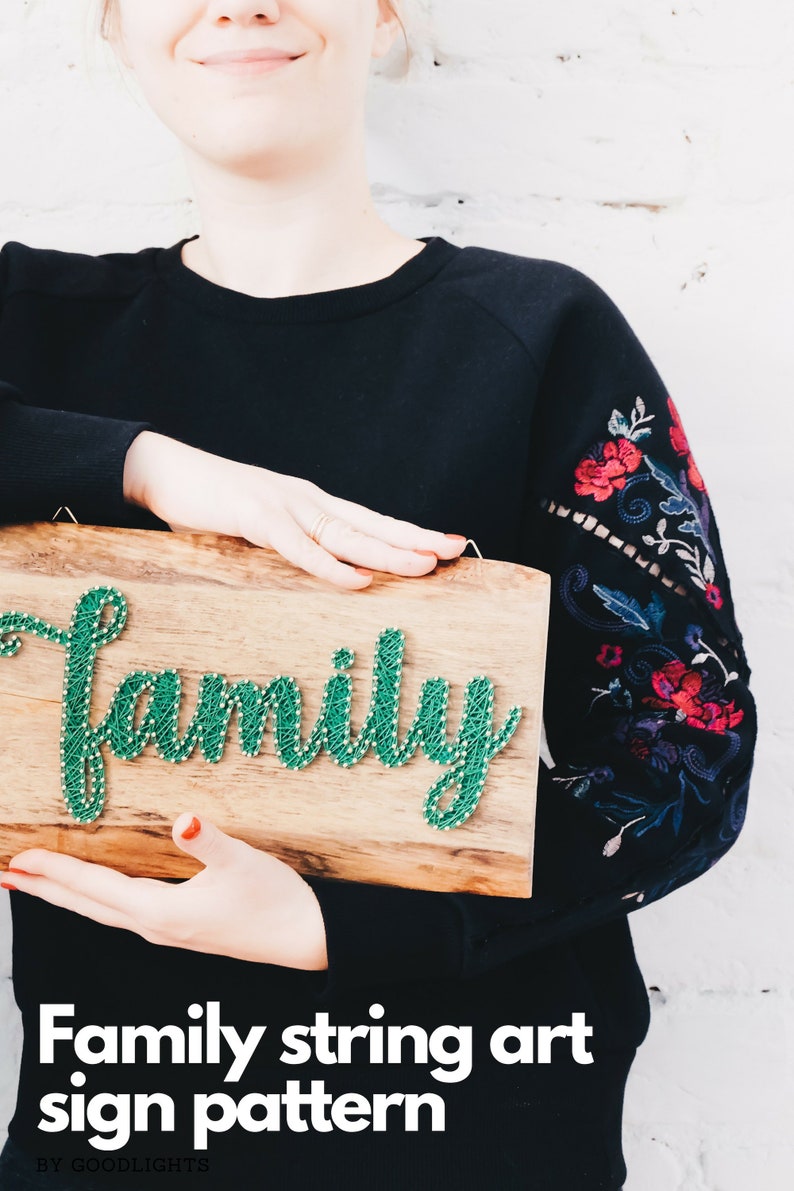 Family Text Wood Sign String Art Pattern Printable Family - Etsy