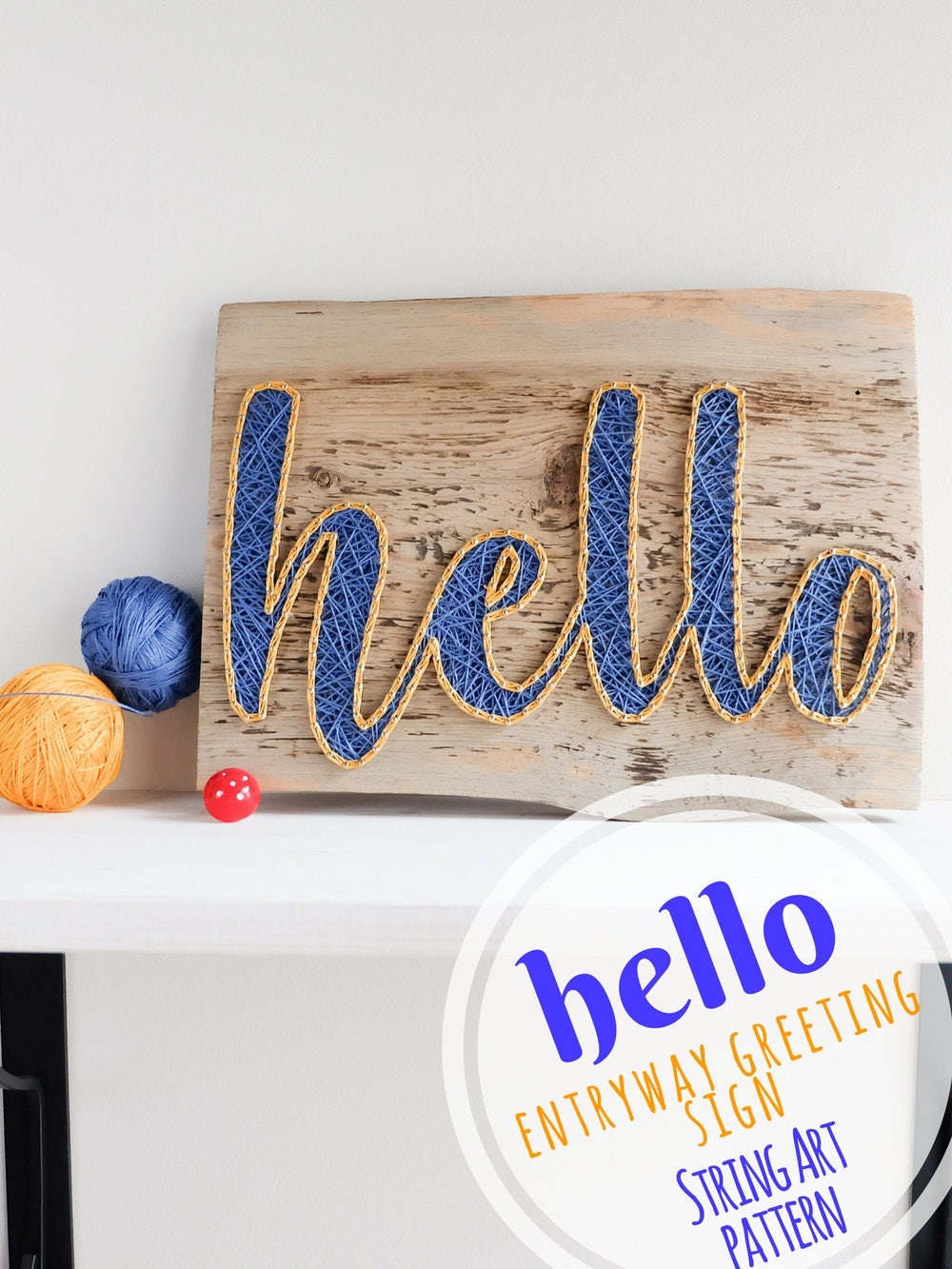 Hello Wood Sign String Art Pattern Printable Hello Sign DIY - Etsy