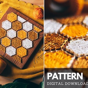 Honeycomb String Art Pattern Printable - Bee Honeycomb DIY String Art ...