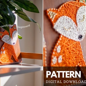 Fox String Art Pattern Printable - Woodland Fox String Art Pattern With ...