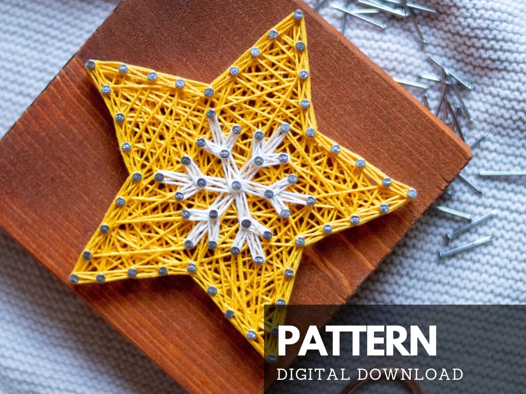 Star and Snowflake String Art Pattern Printable Star String Art Nail ...