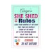 Personalized She Shed Rules Sign - Etsy