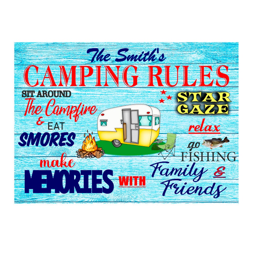 Custom Camping Rules/ Personalized Camping Rules Sign - Etsy