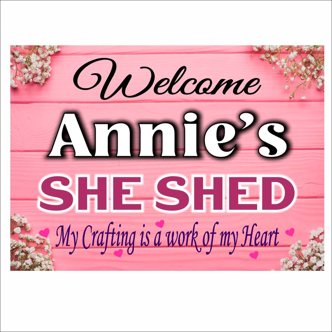 Personalized She Shed Sign (pink Background) - Etsy