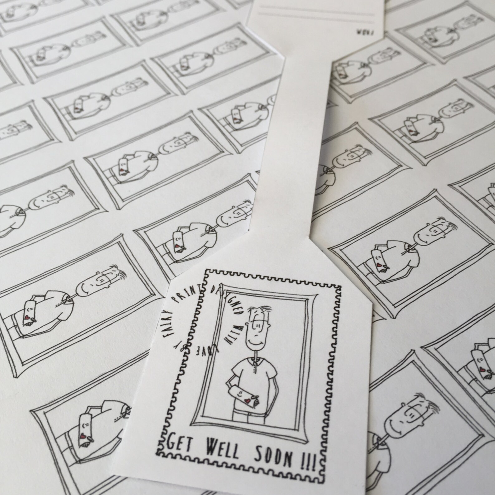 Get Well Printable Card for Men or Boys, Envelope, Label, Paper ...