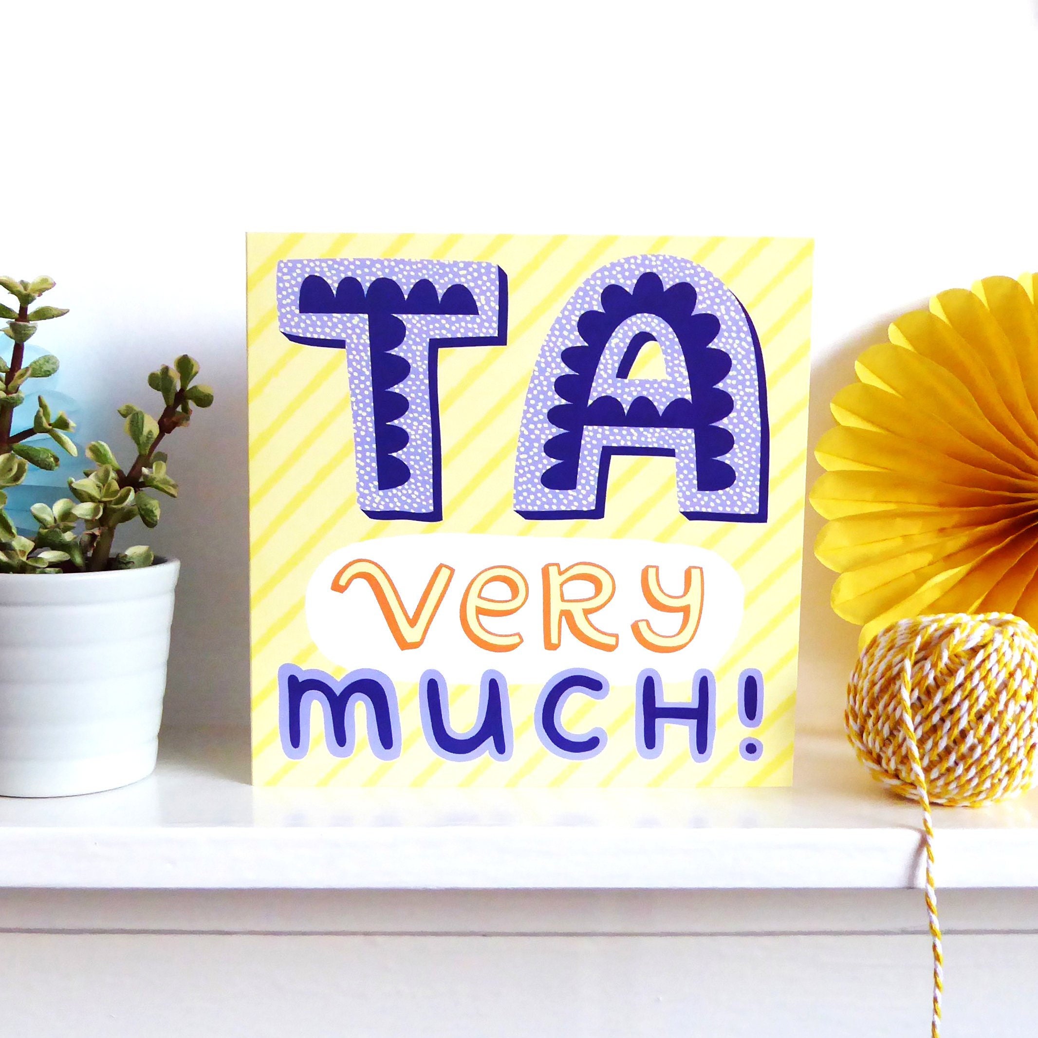 Cute Thank You Card, Funny Thank You Card / Thanks Note Card / Ta Card ...