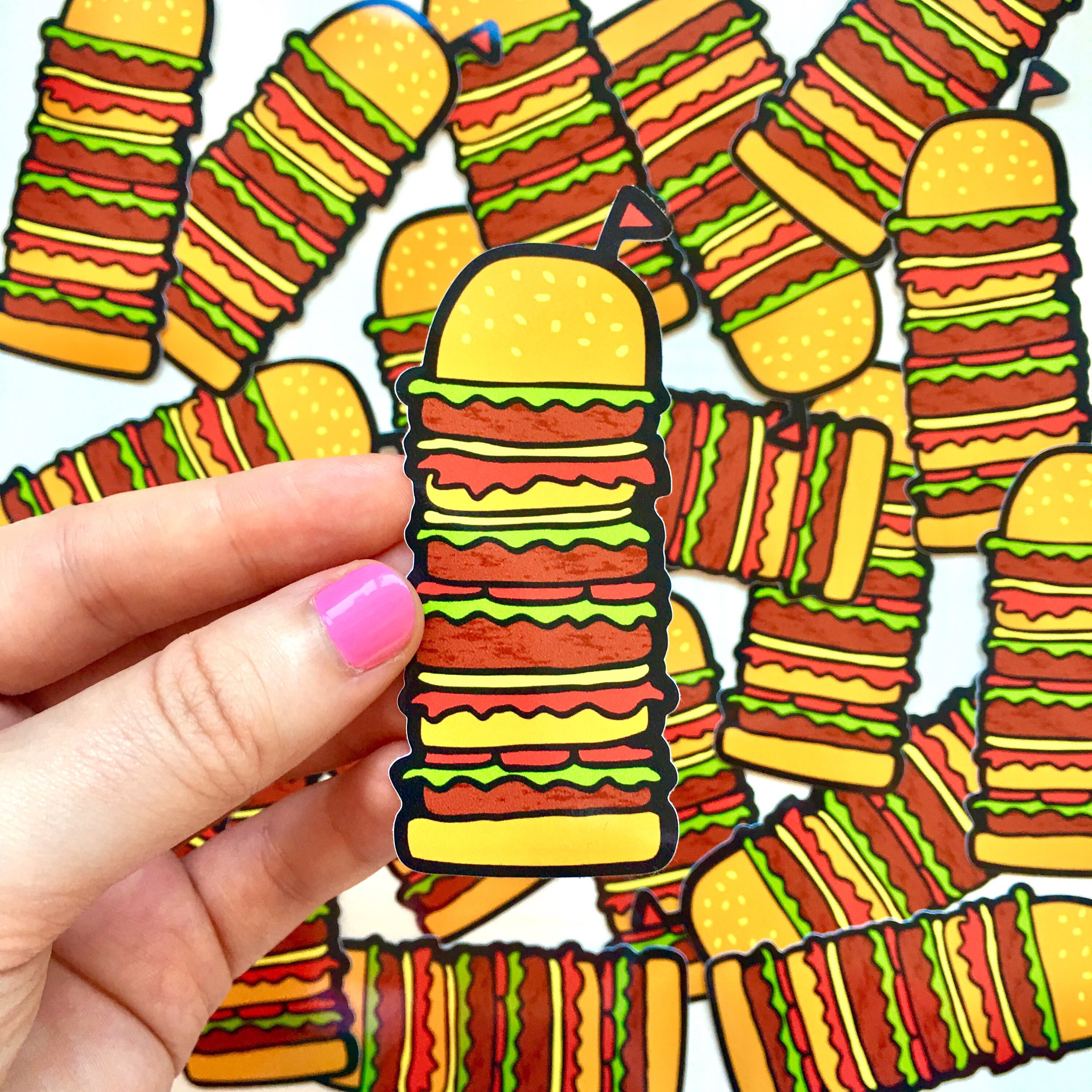 Big Burger Sticker Burger Vinyl Sticker Foodie Gift Burger - Etsy