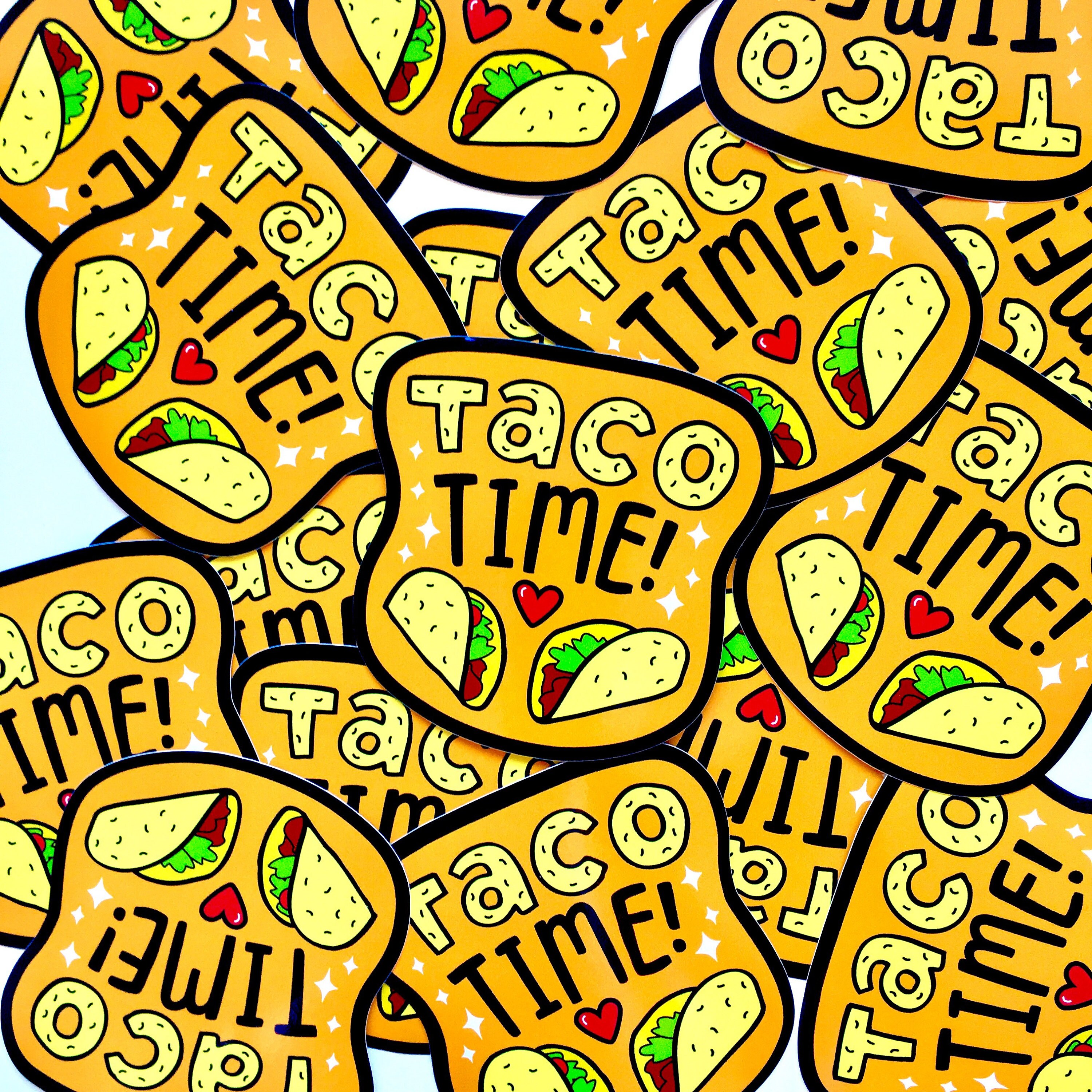 Taco Time Sticker Taco Vinyl Sticker Taco Lover Foodie - Etsy