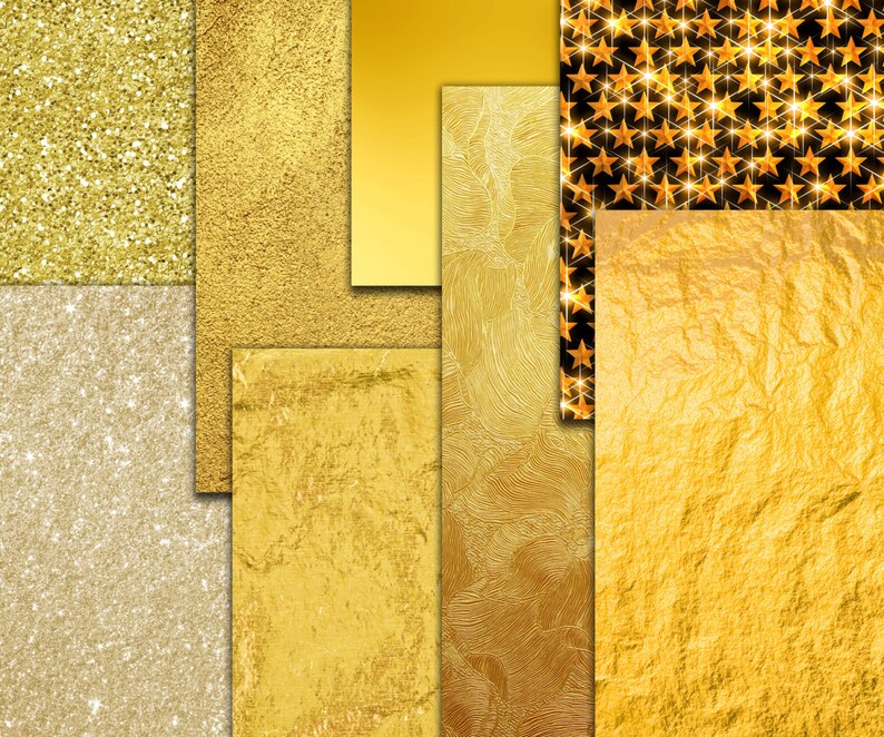 Gold Foil Digital Paper: "gold DIGITAL Paper" Metallic Gold Digital ...