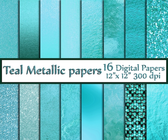 Metallic Turquoise Scrapbook Paper
