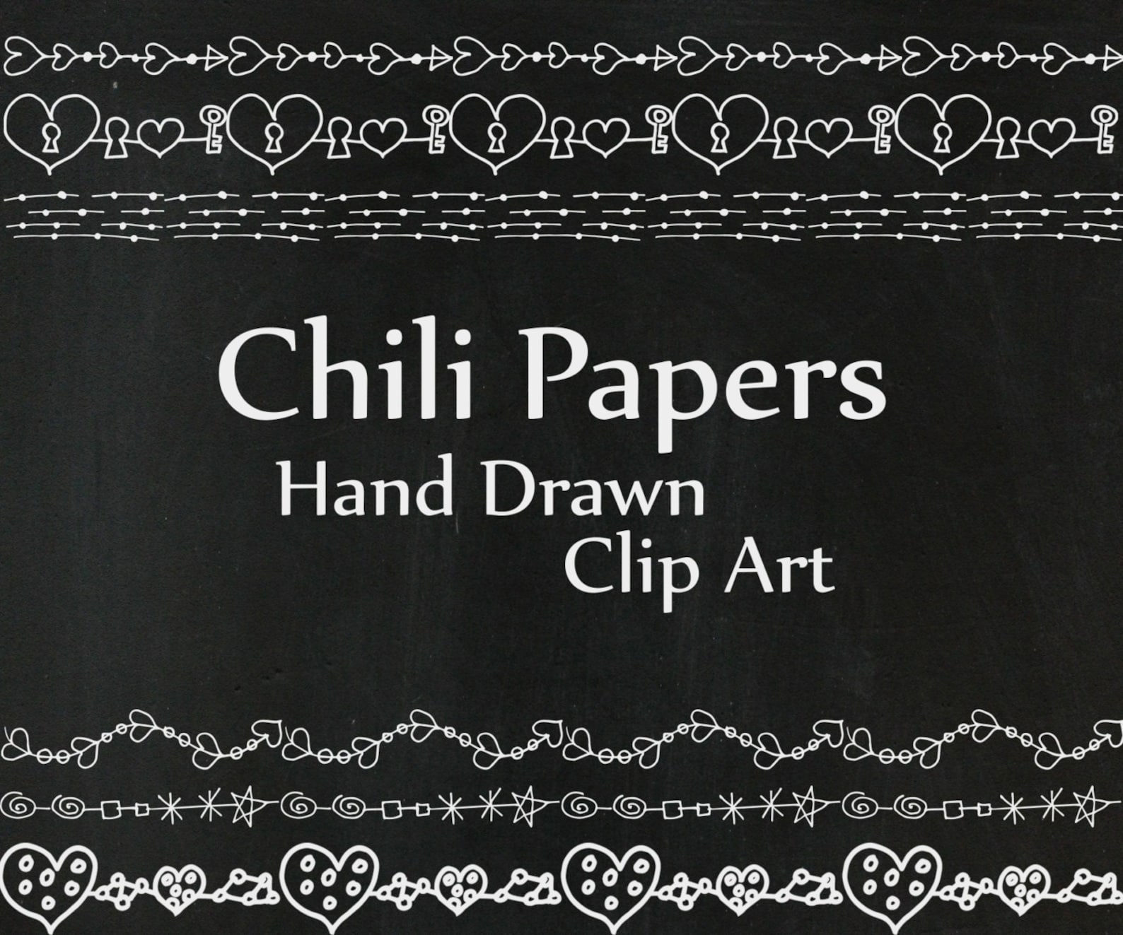 Chalk Border Clipart: chalk DOODLE Borders Hart - Etsy