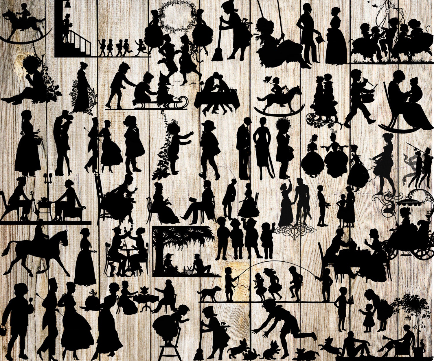 Vintage Silhouettes Clipart: "silhouettes CLIP Art" Couple Silhouettes ...