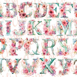Wedding Monogram Clipart,teal Alphabet Clipart,floral Letters Png ...