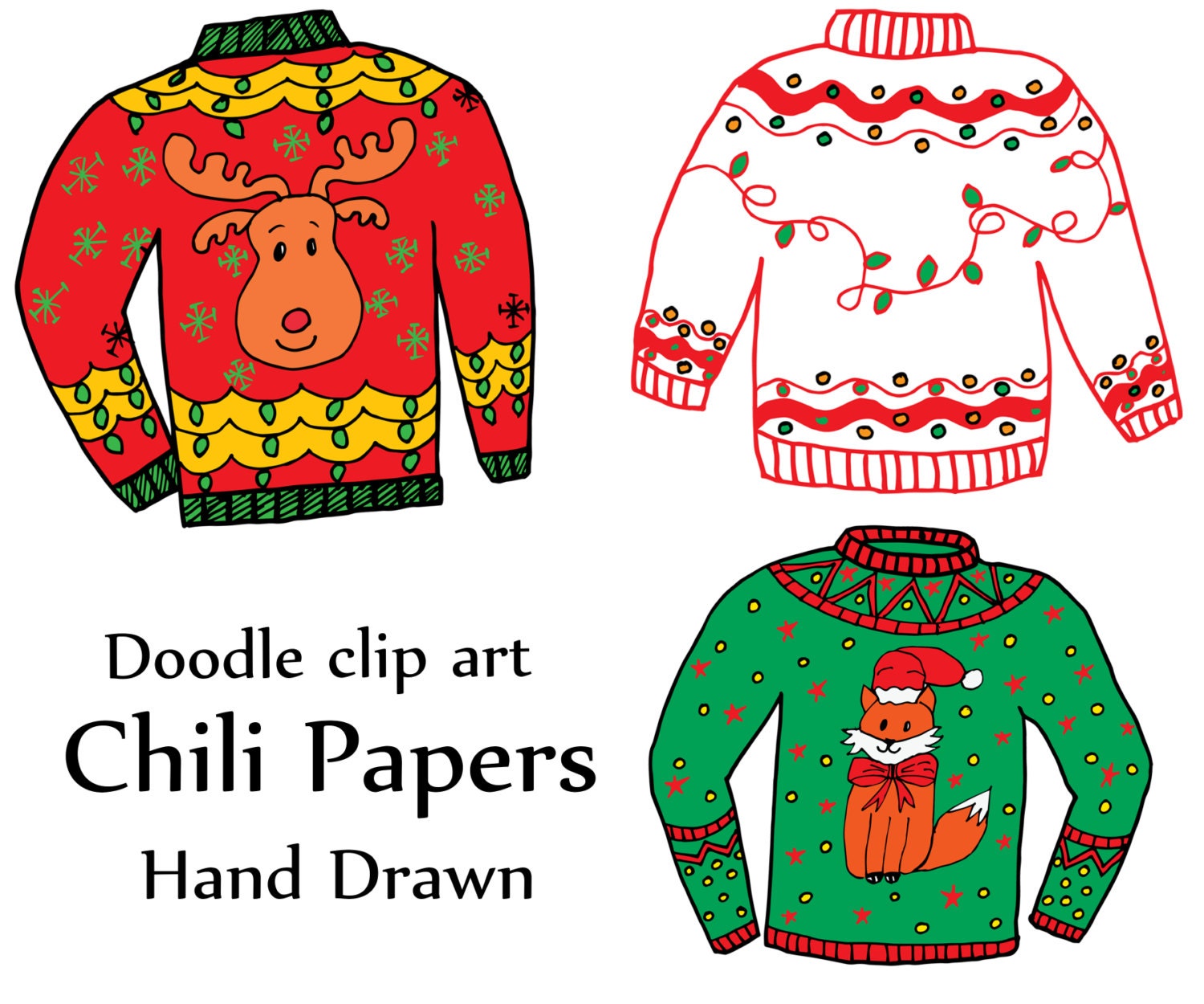 Ugly Sweater ClipArt: CHRISTMAS CLIPART Holiday | Etsy