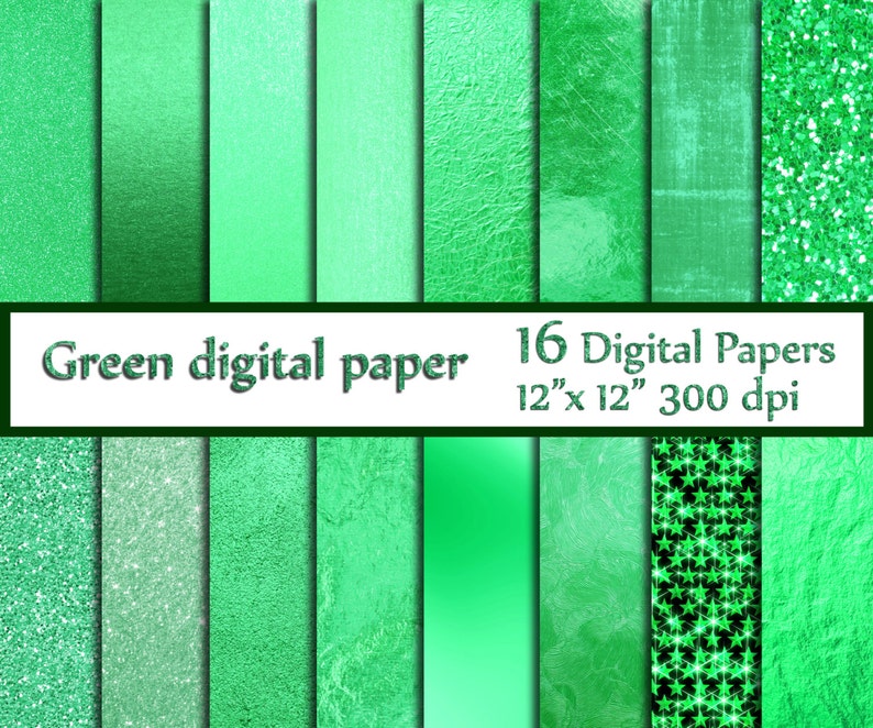 Mint Digital Paper: metallic GREEN Paper Mint - Etsy