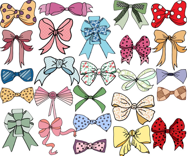 Bows Clip Art: bows Clipart Doodle Ribbons Clip | Etsy