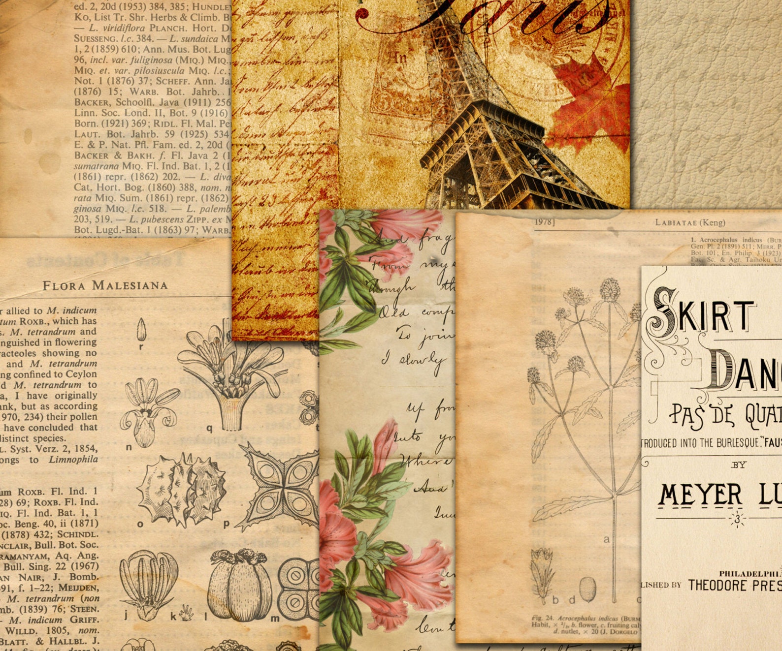 Antique Digital Papers: VINTAGE PAPER Ephemera | Etsy