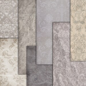 Grey Digital Paper Pack: "damask Gray" Grey Pattern Vintage Papers ...
