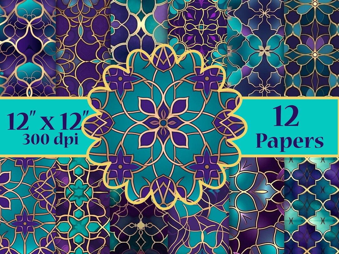 Stained Glass Digital Papers,digital Pattern Paper, Stained Glass ...