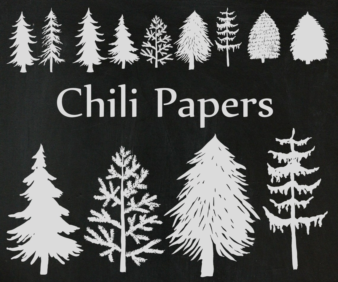 Christmas Chalkboard Trees Clipart: TREES CLIP ART | Etsy
