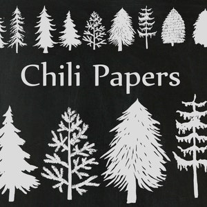 Christmas Chalkboard Trees Clipart: trees CLIP Art Chalkboard Elements ...