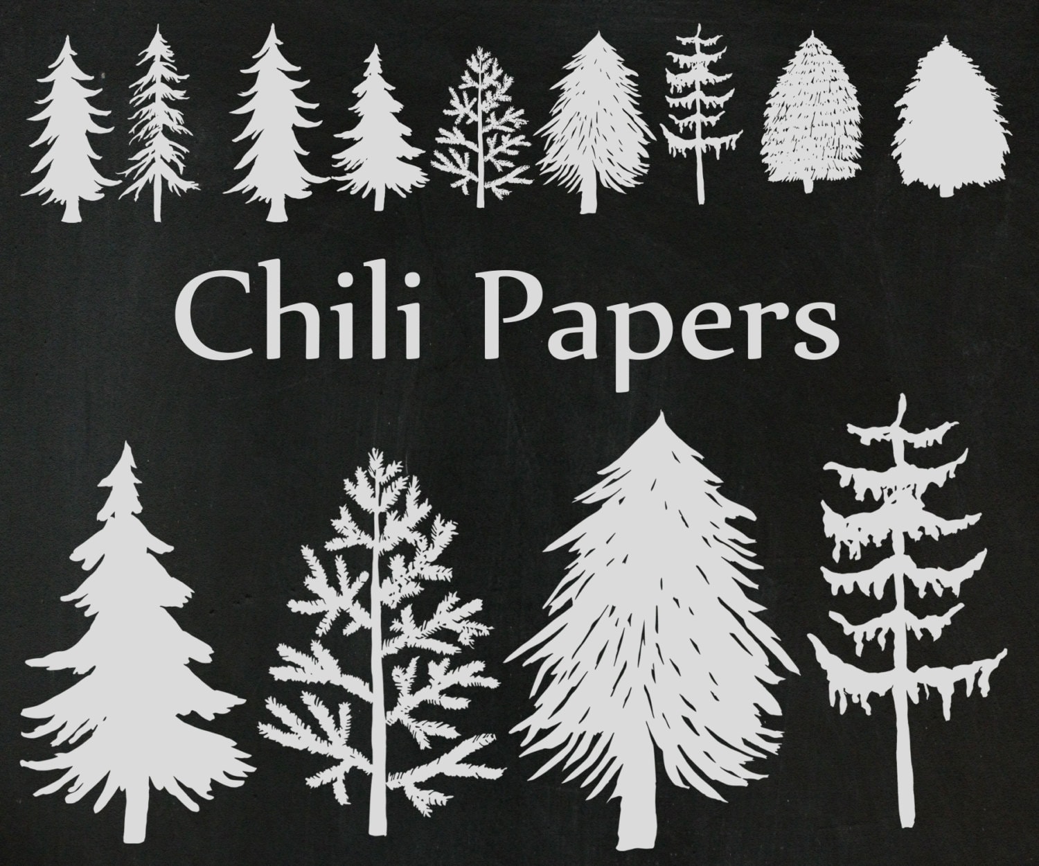 Christmas Chalkboard Trees Clipart: TREES CLIP ART | Etsy