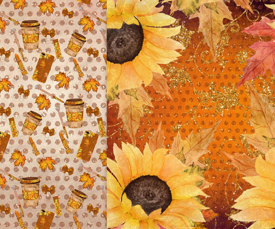 Fall Digital Papers: sunflower PAPER Pack Autumn | Etsy