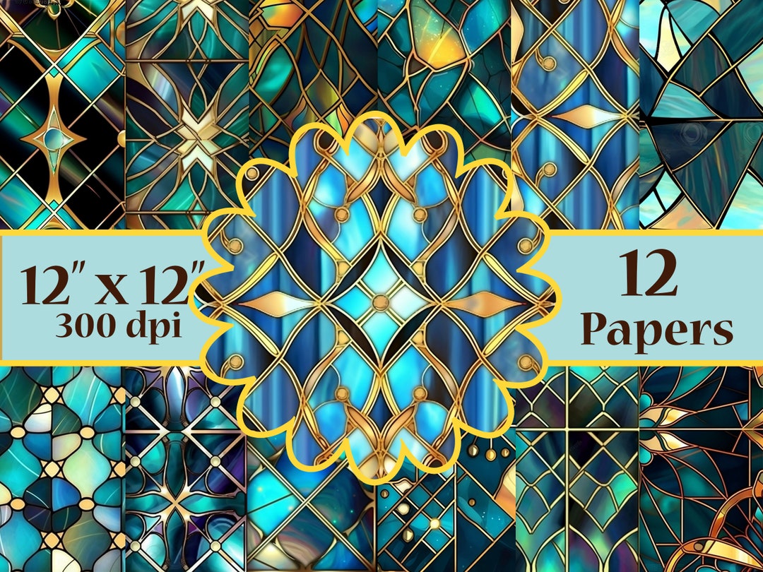 Stained Glass Digital Papers,digital Pattern Paper, Stained Glass ...