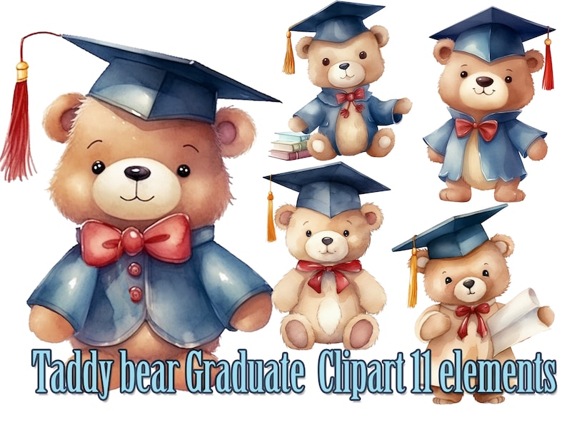 Graduation Teddy Bear Clipartcute Teddy Bear Pngnursery - Etsy
