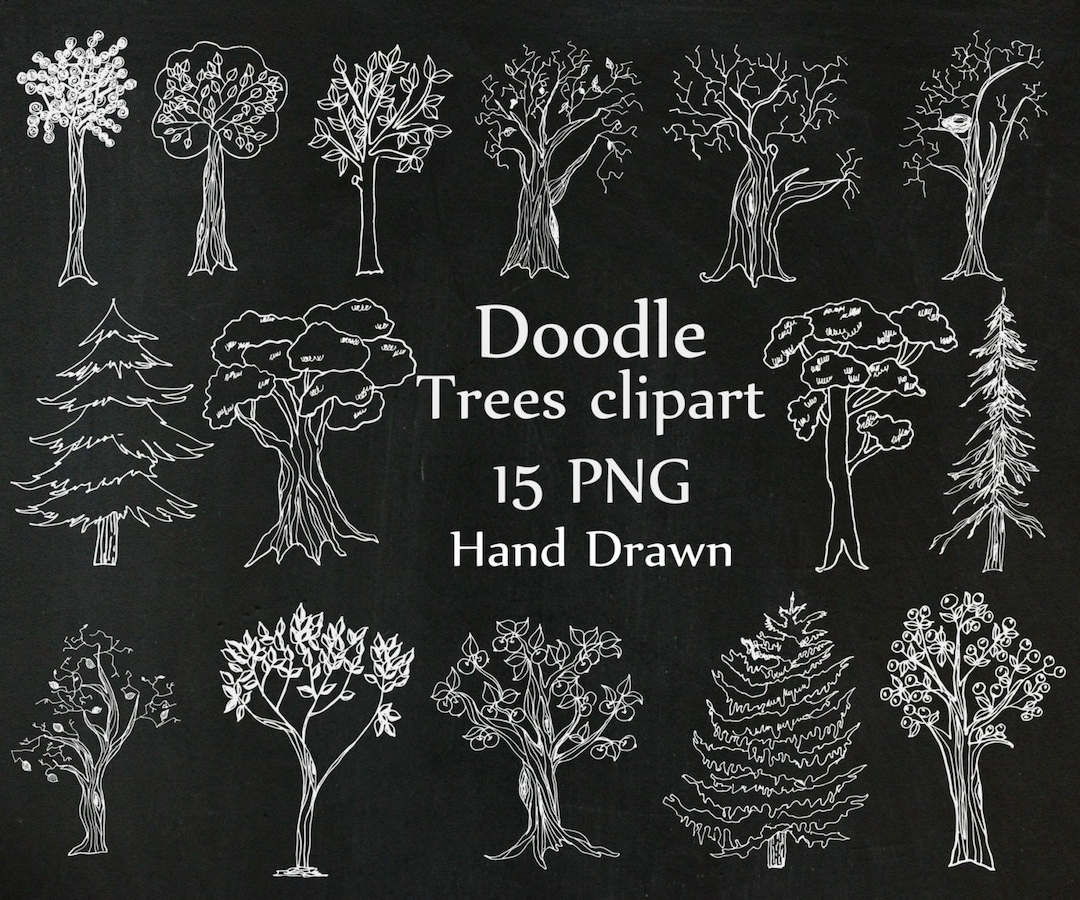 Chalkboard Trees Clipart: "tree Clipart" Chalk Doodle Trees Clipart ...
