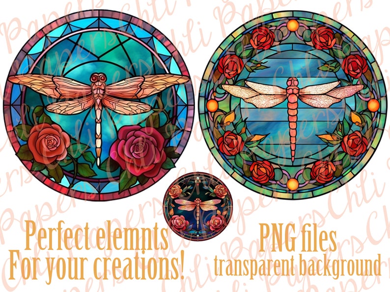 Stained Glass Dragonfly,stained Glass Clipart,dragonfly Clipart, Stain ...
