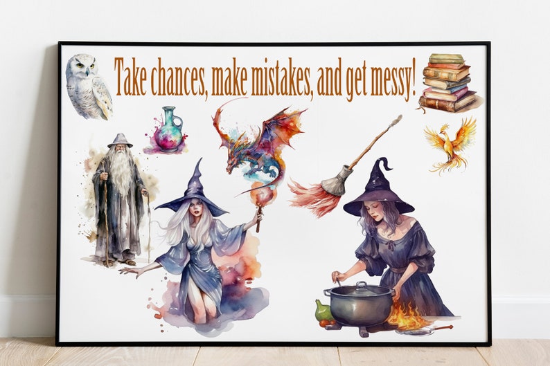 Magic School Clipart: wizard Clipart Witch and - Etsy